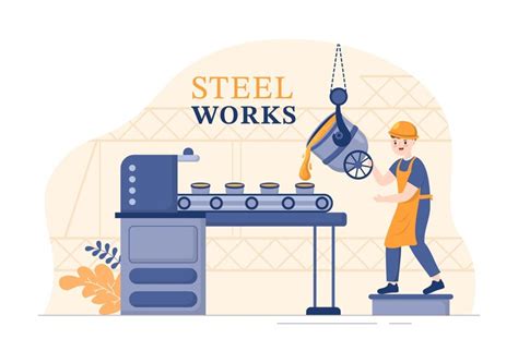 Premium Vector Steelworks Illustration With Resource Mining Smelting Of Metal In Big Foundry