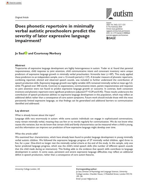 Saul Norbury 2020 Does Phonetic Repertoire In Minimally Verbal Autistic