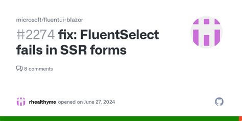 fix fluentselect fails in ssr forms · issue 2274 · microsoft fluentui blazor · github