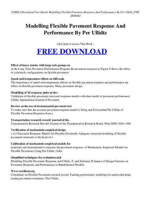 Pdf Modelling Flexible Pavement Response And Performance