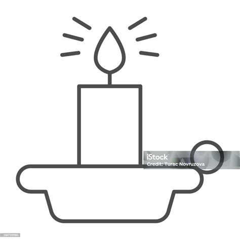 불타는 촛불 얇은 라인 아이콘 할로윈 개념 흰색 배경에 Candelabrum 기호 모바일 개념에 대한 개요 스타일에 촛대 아이콘에 촛불 을 굽기 촛불 벡터 그래픽 검은색에