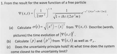 solved 1 from the result for the wave function of a free