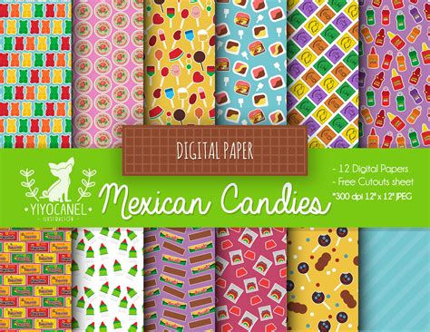 Mexican Candy Clipart Digital Paper Kit Png  Cutout Etsy