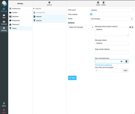 How To Add Automatic Response Filter To Roundcube Mail Hestia Control Panel Discourse