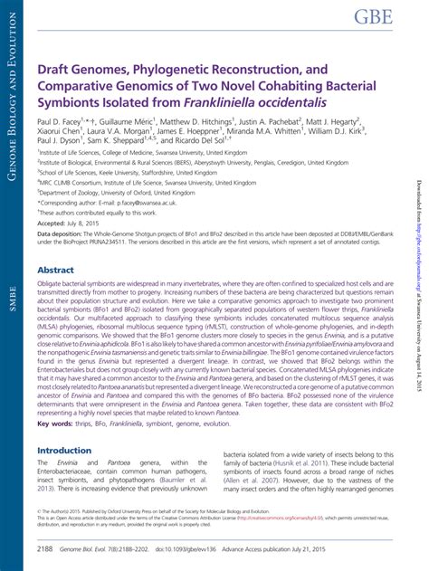 Pdf Draft Genomes Phylogenetic Reconstruction And Comparative Genomics Of Two Novel