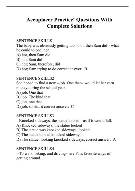 Accuplacer Practice Questions With Complete Solutions Accuplacer Stuvia US