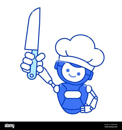 Robot Chef Holding Knife Vector Illustration Robot Chef Mascot Illustration Stock Vector Image