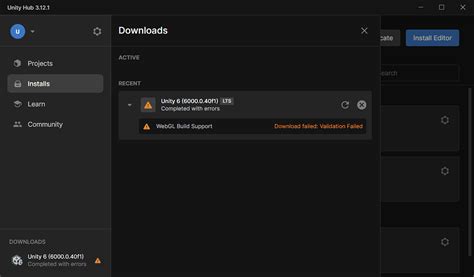 Unity Hub Validation Failed During Download Unity Engine Unity