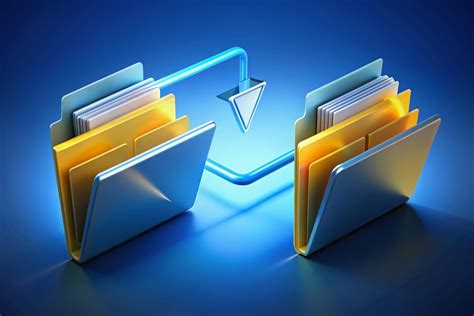 3d File Transfer Illustration Files Transferred Encrypted Form Two Folder With Document And