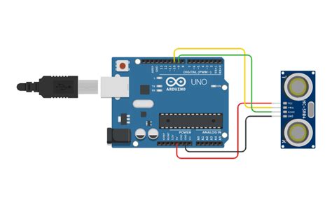 Circuit Design Ultrasonic Sensor Tinkercad