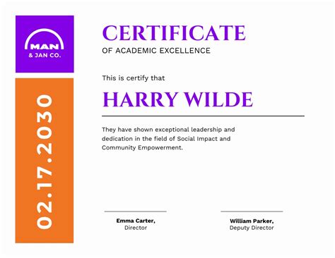 Vibrant Simple Certificate Of Academic Excellence Template Venngage