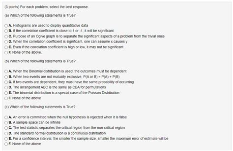 Solved 3 Points For Each Problem Select The Best Chegg Com