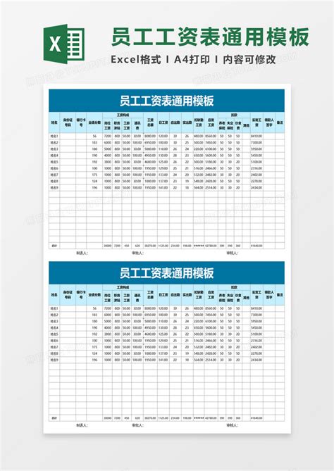 员工工资表通用EXCEL模板下载 员工 图客巴巴