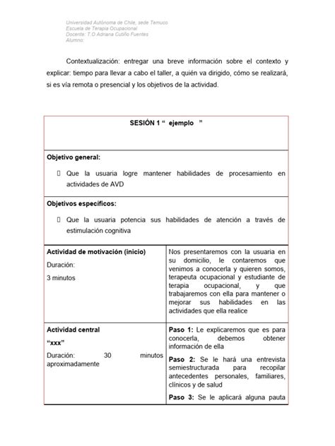 Protocolo Actividad Ejemplo Pdf Terapia Ocupacional Cognición Protocolo Actividad Ejemplo Pdf Terapia Ocupacional Cognición