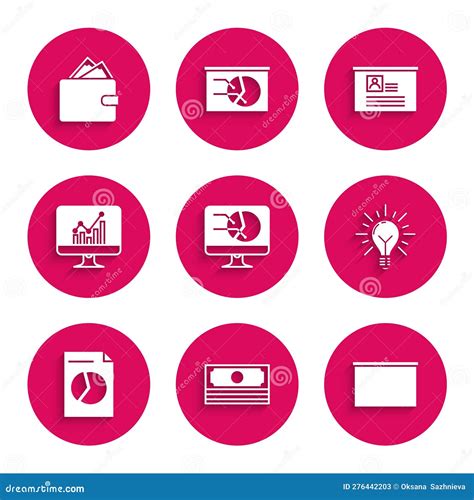 Set Computer Monitor With Graph Chart Stacks Paper Money Cash Chalkboard Light Bulb Rays