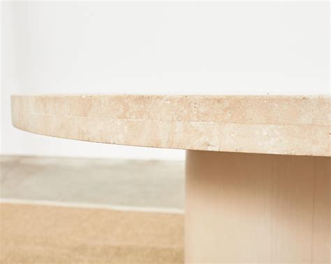 Midcentury Italian Round Travertine Pedestal Coffee Cocktail Table At 1stdibs