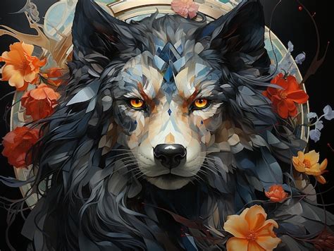 Premium Ai Image Abstract Representation Geometric Fox In Angular