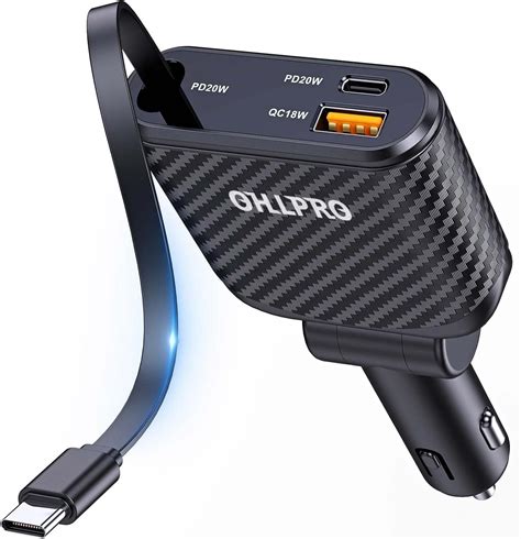 Ohlpro Retractable Car Charger 58w Super Fast Car Phone