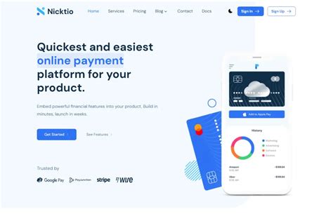 Nicktio Nextjs Tailwind Website Template For Payment And Fintech Platforms