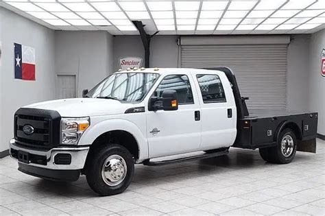 2014 Ford F350 Diesel 4x4 Dually Xl Flat Bed Hauler Crew Cab 1 Texas Owner