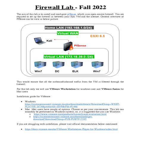 Firewall Lab Fall The Aim This Lab Install And Configure Pfsens