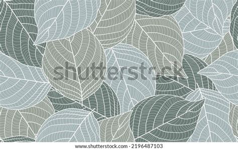 Leaves Seamless Pattern Simple Leaf Line Stock Illustration 2196487103