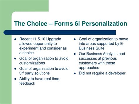 Ppt Using The New Forms 6i Personalization Capability To Enforce