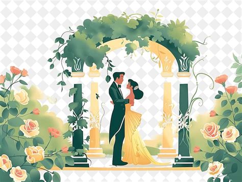 Secret Garden With Beauty And The Beast Having A Romantic Ce People Life Style Flat Illustration