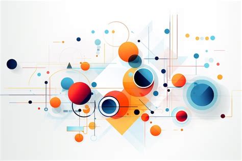 Premium Photo Abstract Geometric Colorful Background With Circles And Lines Technology Concept