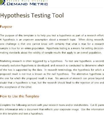 Word Template Hypothesis Testing Tool Page Word Document Flevy