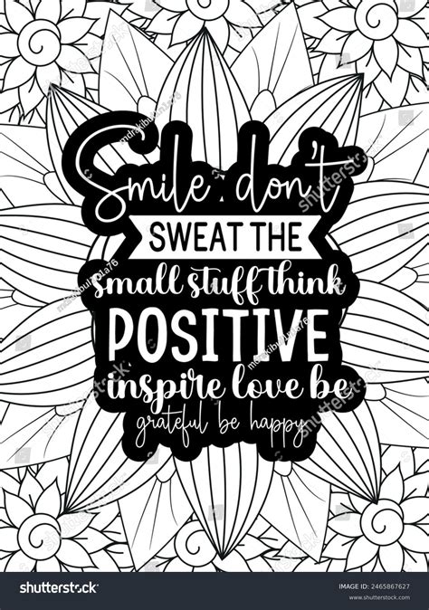 Motivational Quotes Flower Coloring Page Beautiful Stock Vector