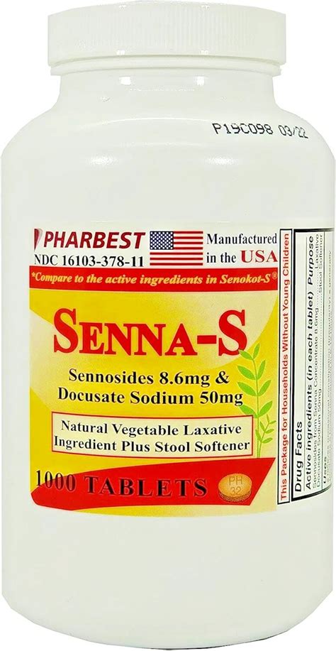 Senna Plus 86 Mg And Docusate Sodium 50 Mg Generic For Senokot S 1000