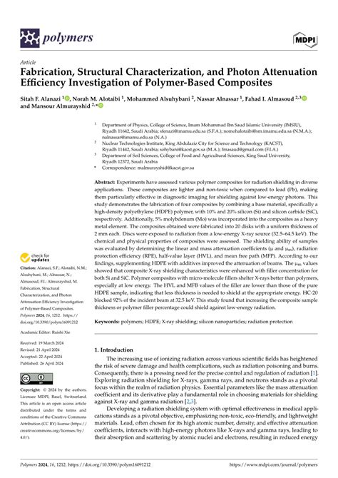 Pdf Fabrication Structural Characterization And Photon Attenuation Efficiency Investigation