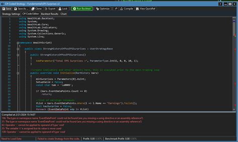 Eps Strategy Compile Error Wealthlab