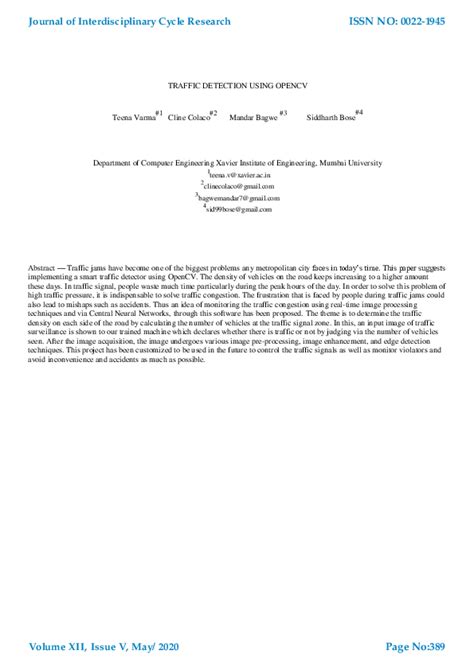 Pdf Traffic Detection Using Opencv