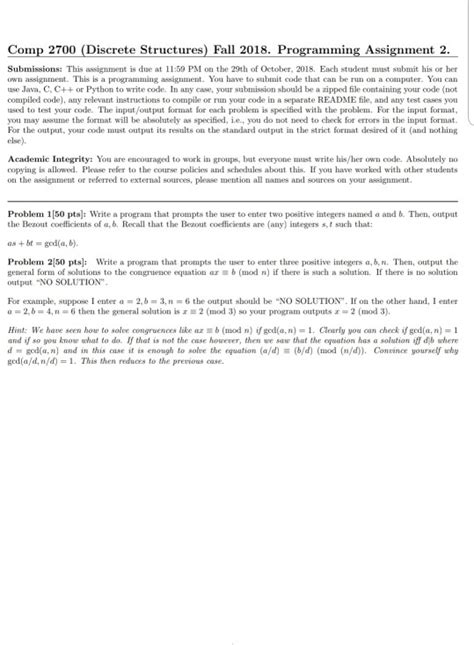 Solved Comp 2700 Discrete Structures Fall 2018