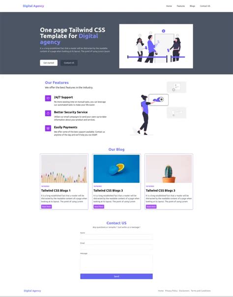 Tailwind Css Free Digital Agency Landing Page Template Larainfo