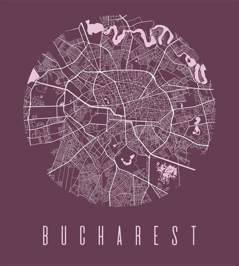 Bucharest City Map Circle Poster Round Circular Road Aerial View