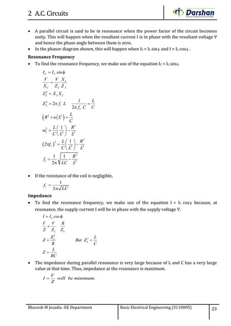 Basic Electrical Engineering Ac Circuit Pdf Physics Science