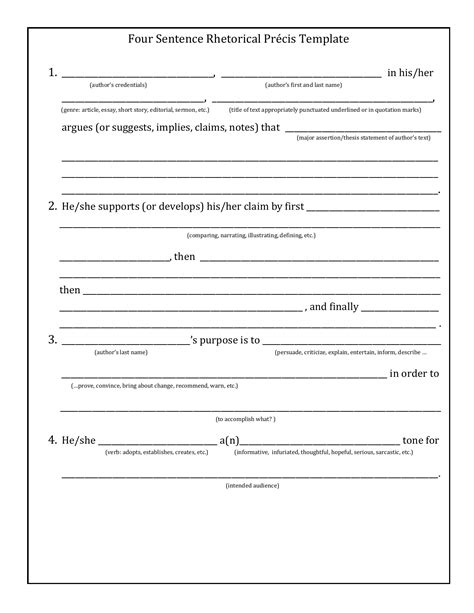 Rhetorical Precis Template