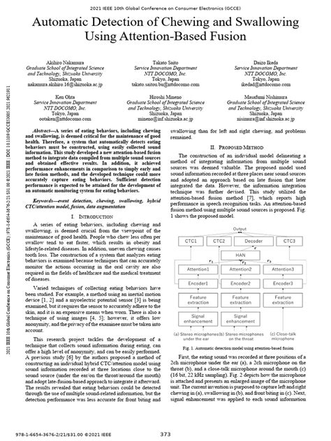 Automatic Detection Of Chewing And Swallowing Using Attention Based Fusion Pdf Microphone
