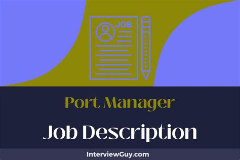 Port Manager Job Description [updated For 2025]