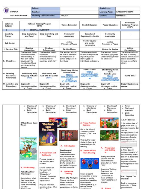 Dll Catch Up Friday Week 7 Pdf