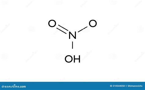 Nitric Acid Molecule Structural Chemical Formula Ball And Stick Model