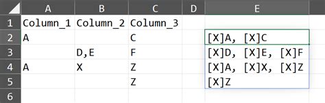 Excel Concatenate And Separate Column Values If They Exist Stack