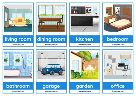 Free Rooms Of The House Flashcards Games4esl