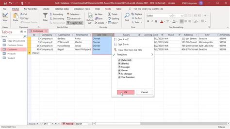How To Filter Data By Selection In Ms Access Office 365 Youtube Hot