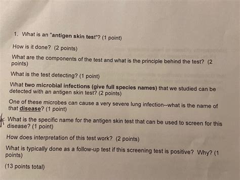 Solved 1 What Is An Antigen Skin Test 1 Point How Is