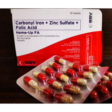 Heme Up Fa Iron In The Form Of Carbonyl Iron Zinc Sulfate Folic