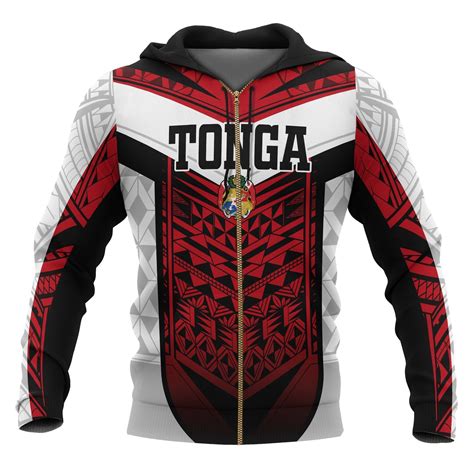 Tonga Polynesian Zip Up Hoodie Tongan Pattern Woonistore